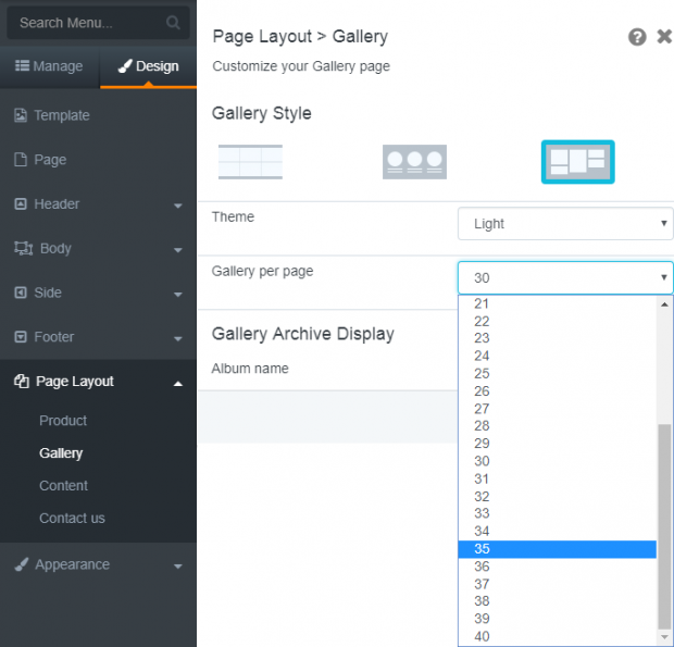 การตั้งค่ารูปแบบหน้าเพจแกลเลอรี่ - MakeWebaEasy Blog