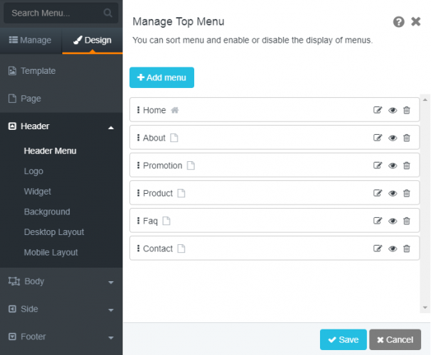 การจัดการระบบเมนูบน (Header) - MakeWebEasy Blog