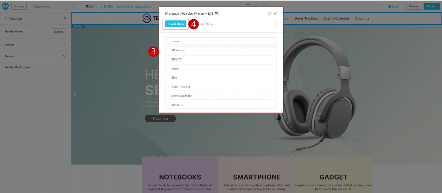 การปรับแต่งรูปแบบส่วนบน (Header) - MakeWebEasy Blog